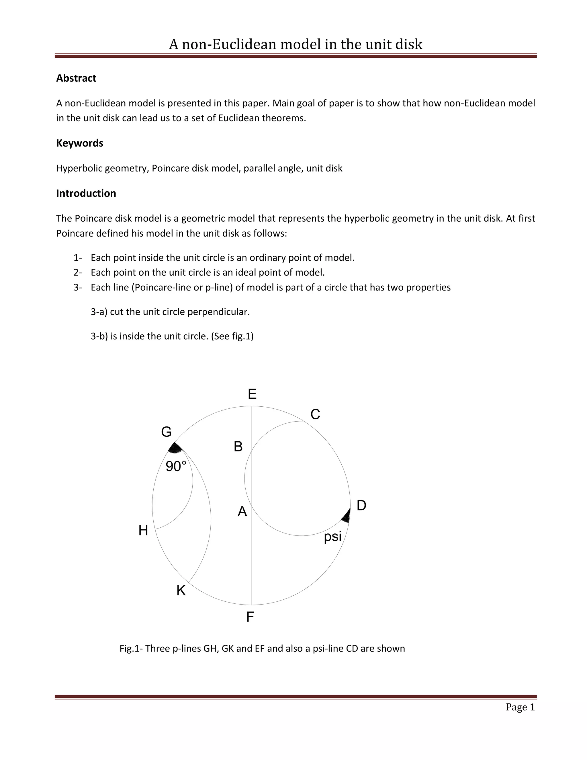 A non-Euclidean model | PDF