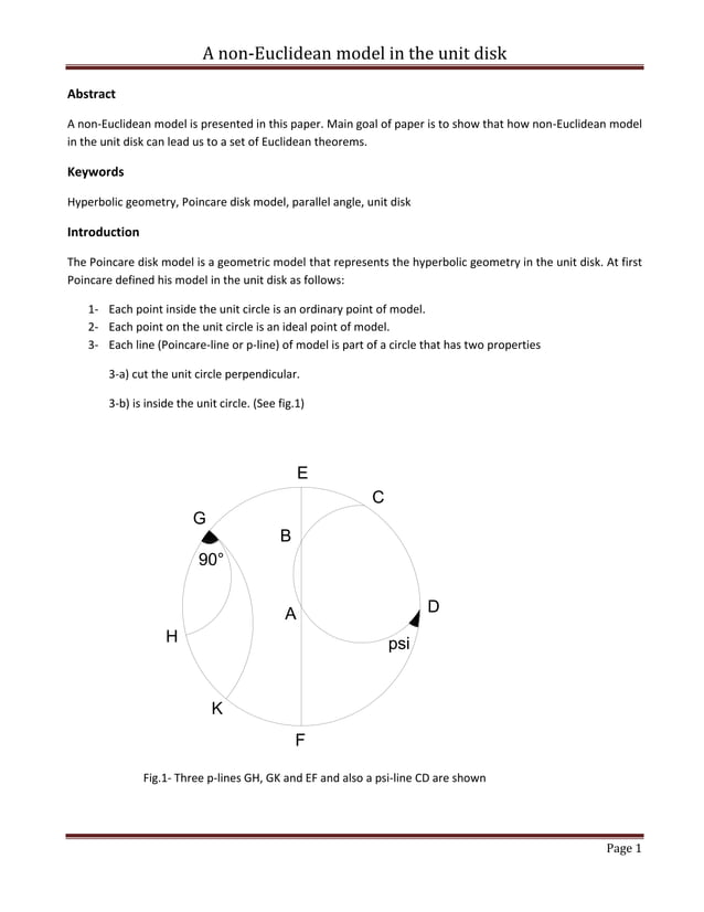 A non-Euclidean model | PDF