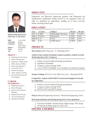 Mohammad Hasan CV (1) | PDF