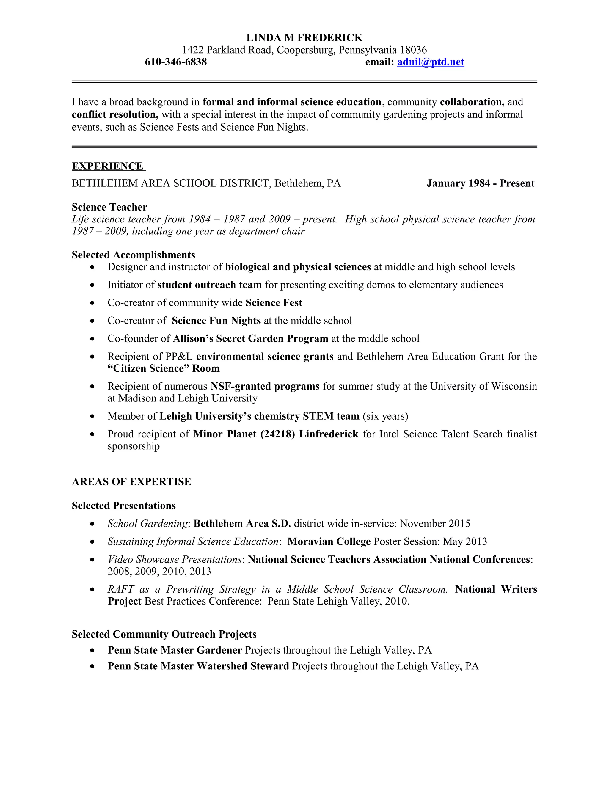 Linda_Frederick_Resume_2016 | PDF