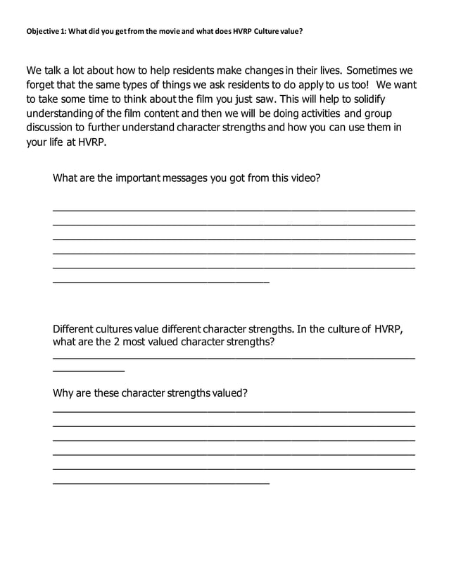 HVRP strength retreat worksheets (1) | PDF