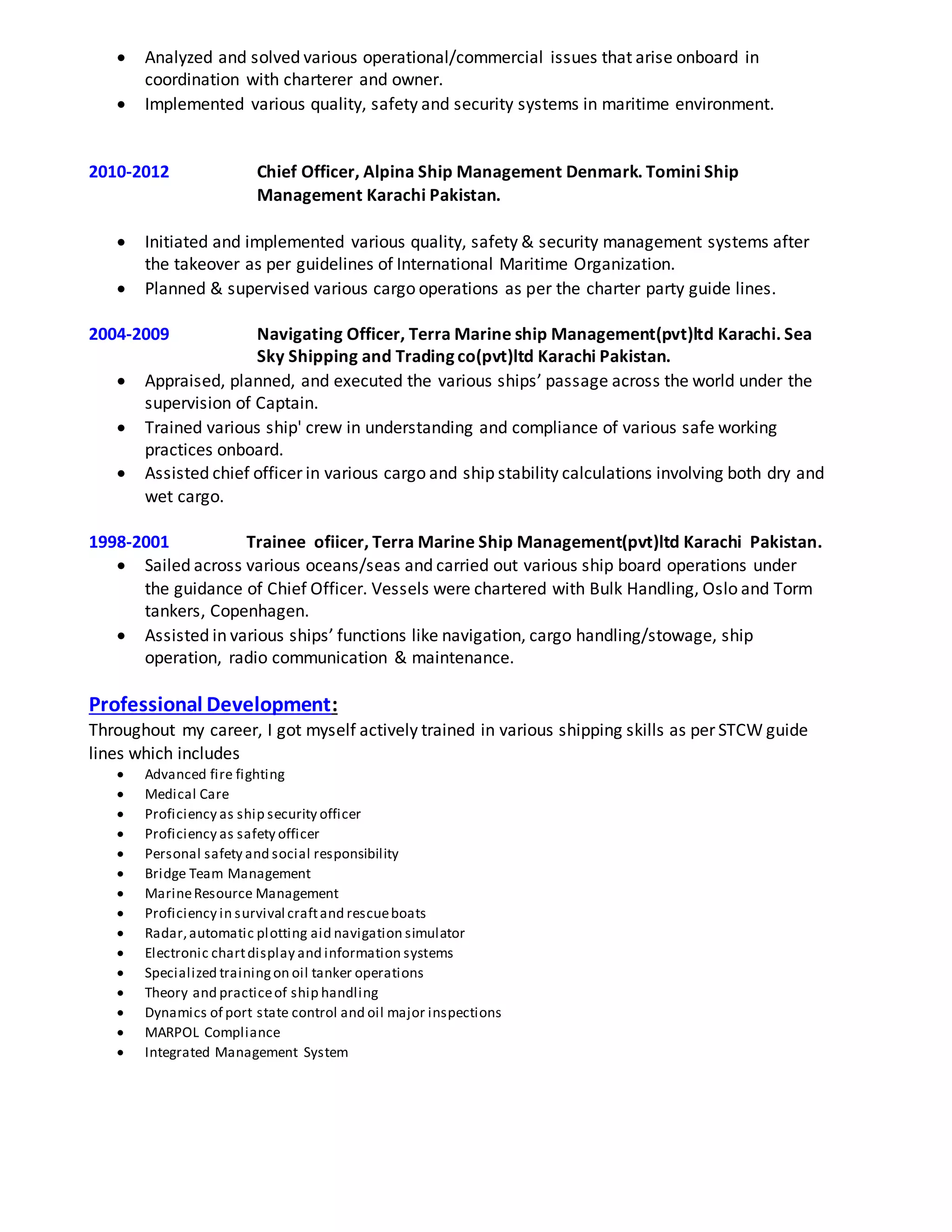 Capt, Kanwar Jawed Akhter CV | DOCX