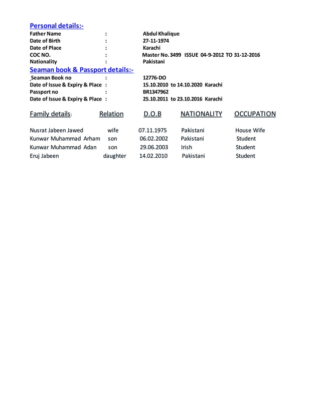 Capt, Kanwar Jawed Akhter CV | PDF