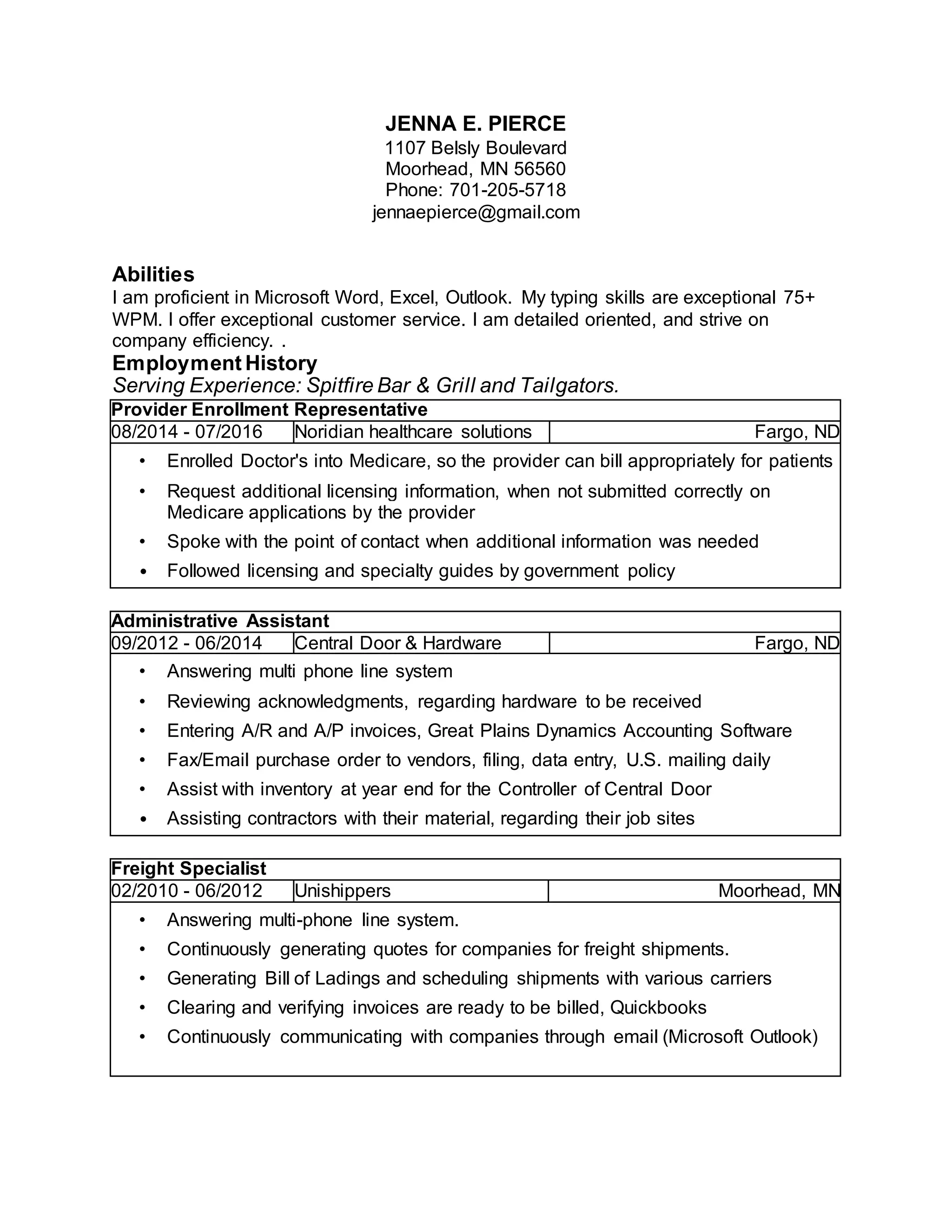 Jenna Pierce Resume | PDF