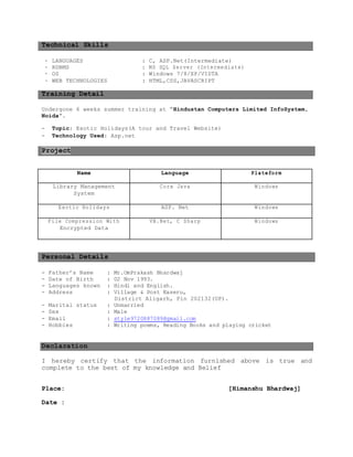 HIMANSHU_RESUME_ACADEMICS_NEW | PDF