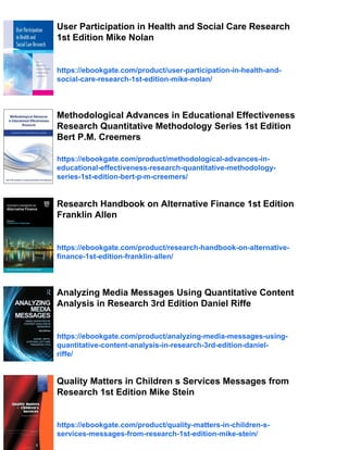 Quantitative Research in Communication 1st Edition Mike Allen | PDF