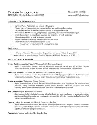 CPA Resume - Cameron Irtifa - 3.8.12