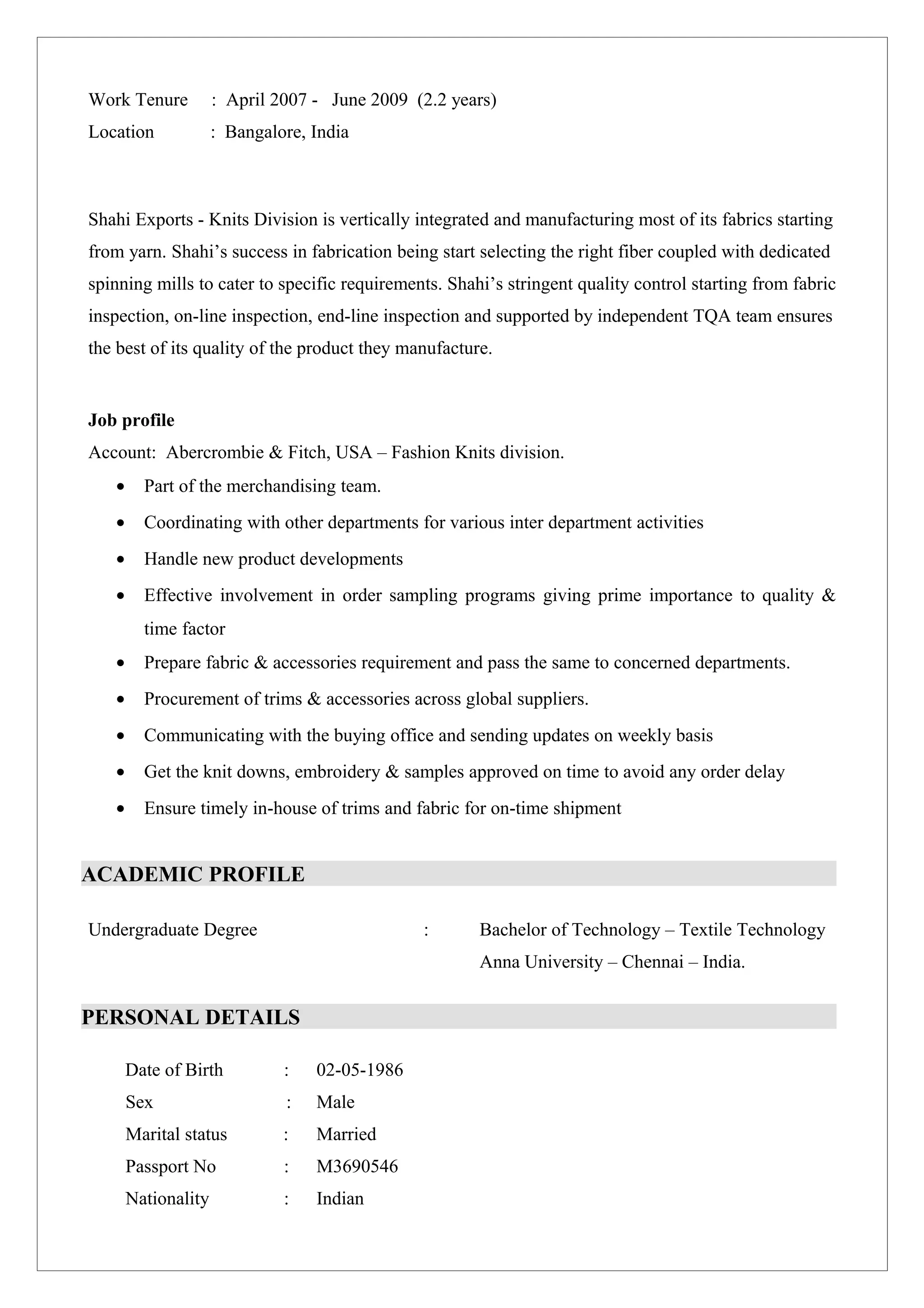 Kishore's Resume | DOC