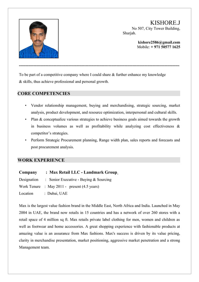 Kishore's Resume | DOC