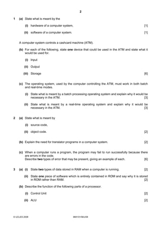 Computing paper 1 may june 2008 computers cambridge test paper zimsec ...