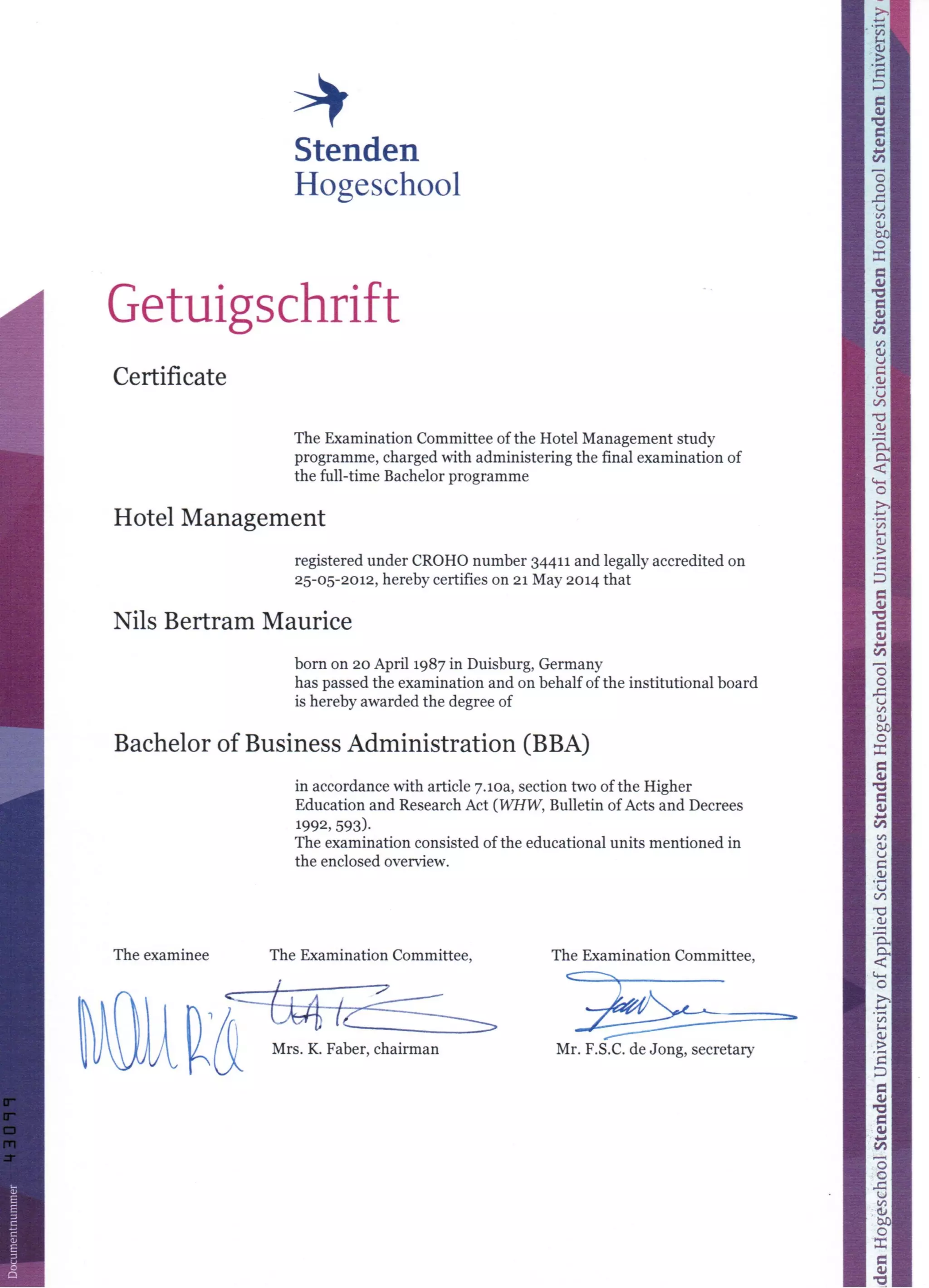 BBA Certificate_Nils Maurice | PDF