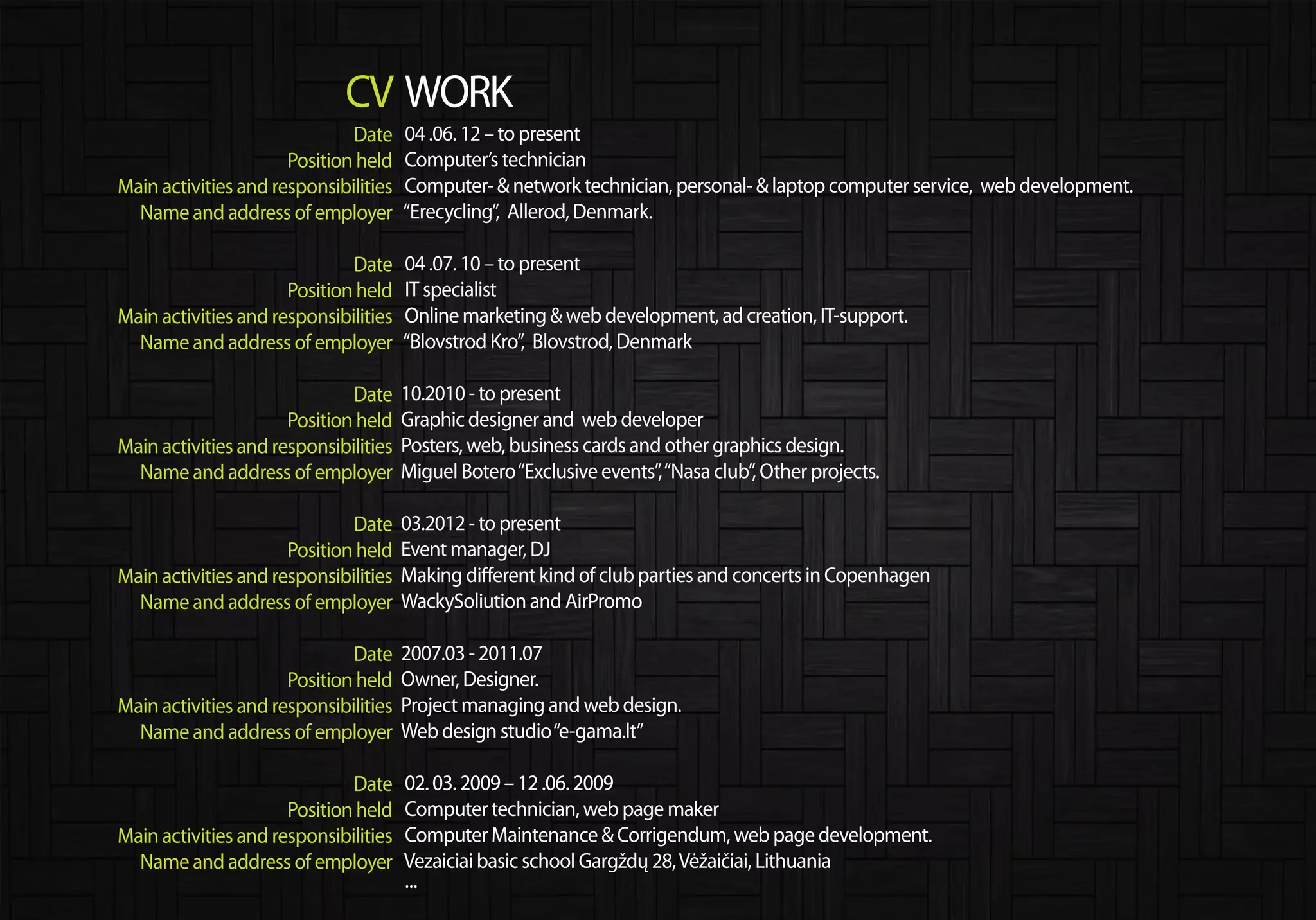 Mindaugas Kasp Portfolio and CV | PPT