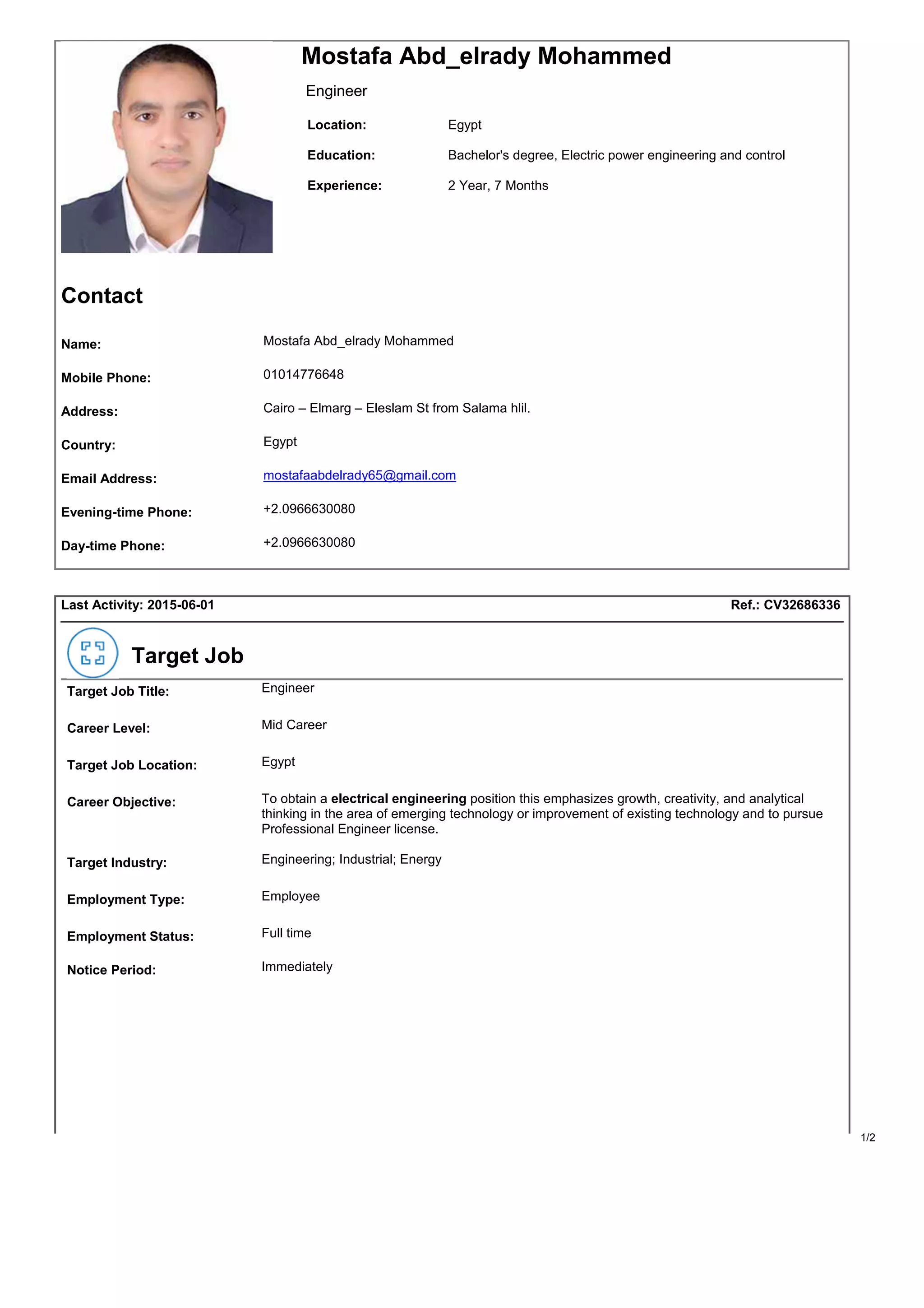 Mostafa Abdelrady CV | PDF | Civil Engineering Industry | Industries