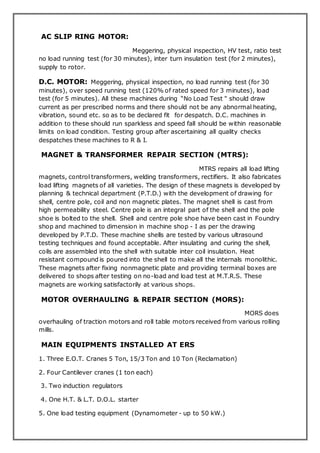 Project on Electromagnets used in Bhilai Steel Plant | DOCX
