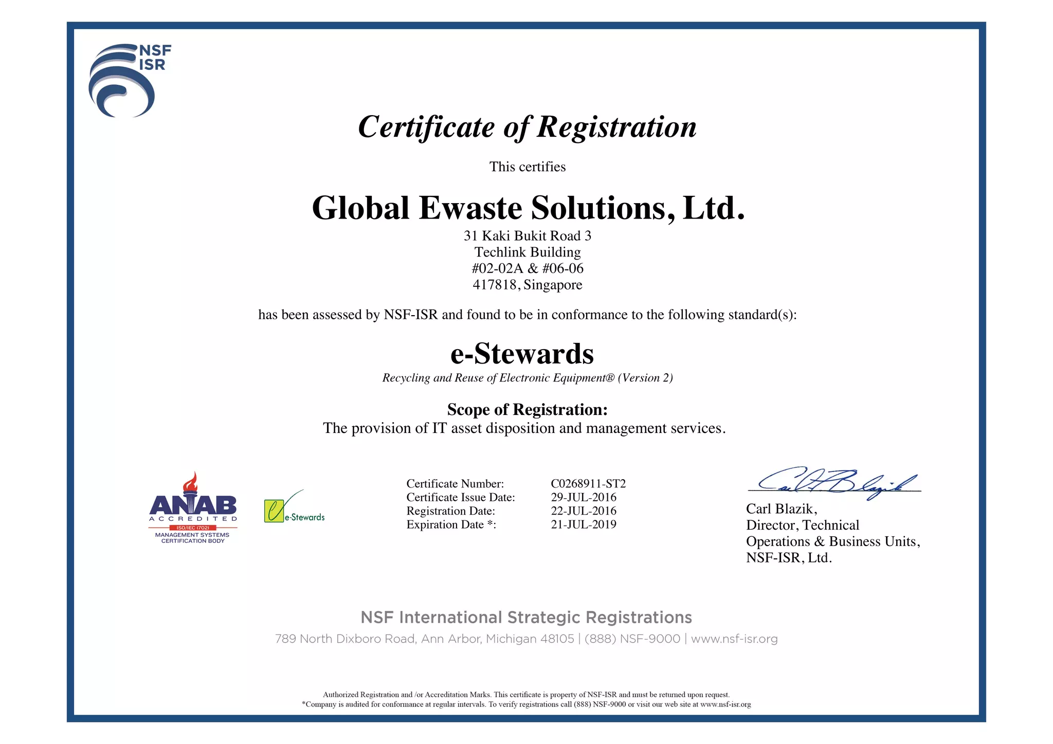 GES e-Stewards Cert | PDF