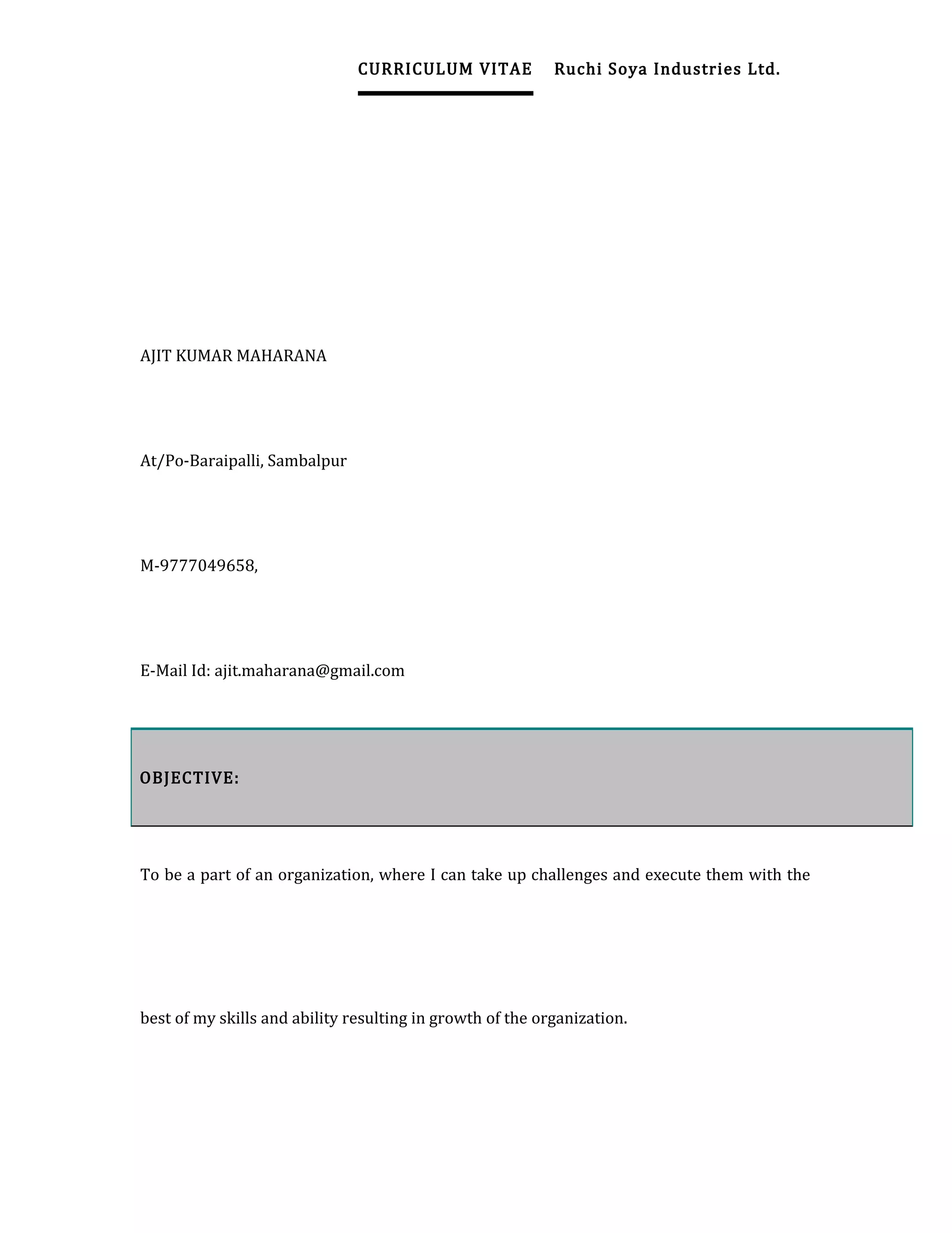 AJIT KUMAR RESUME | PDF