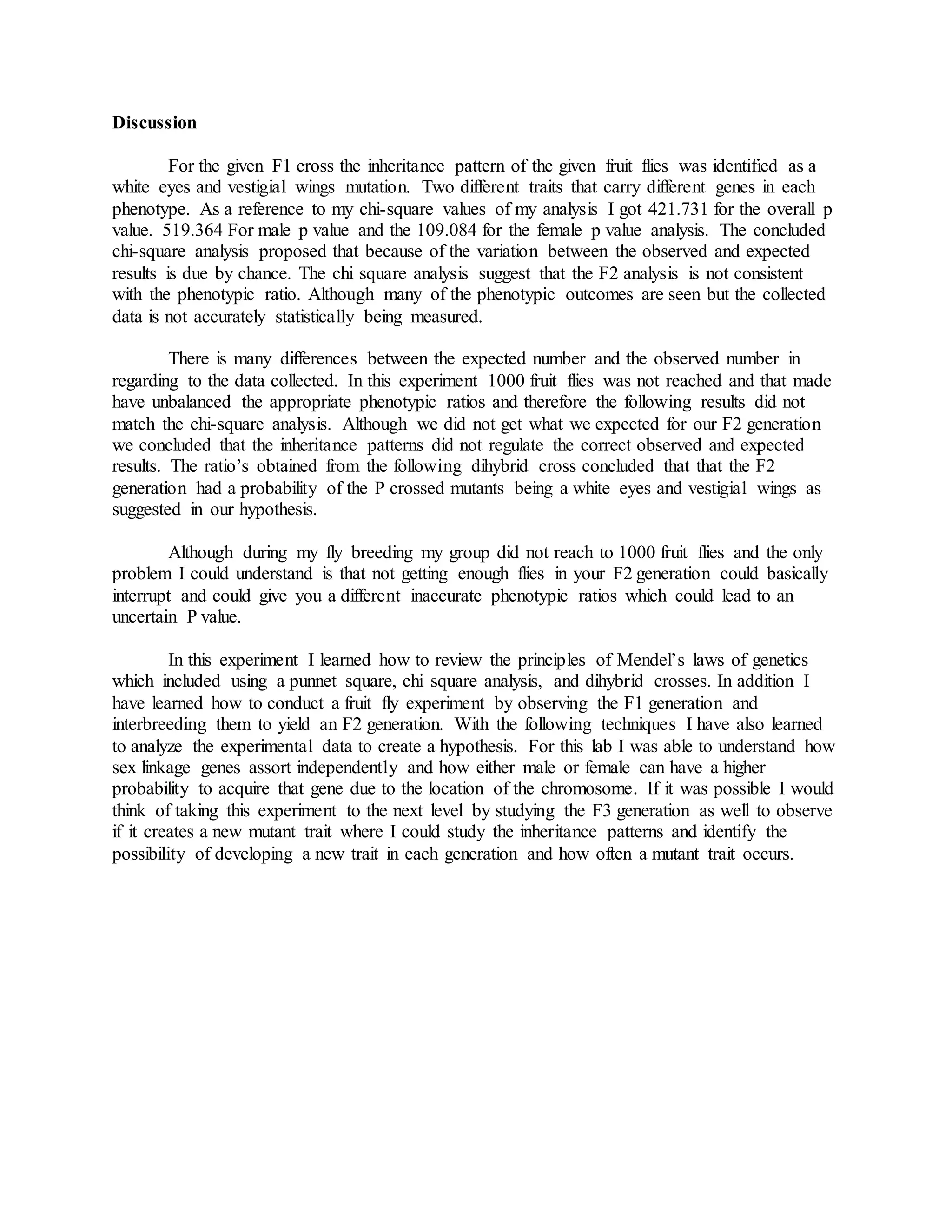 Fruit Fly Genetics lab report | DOCX