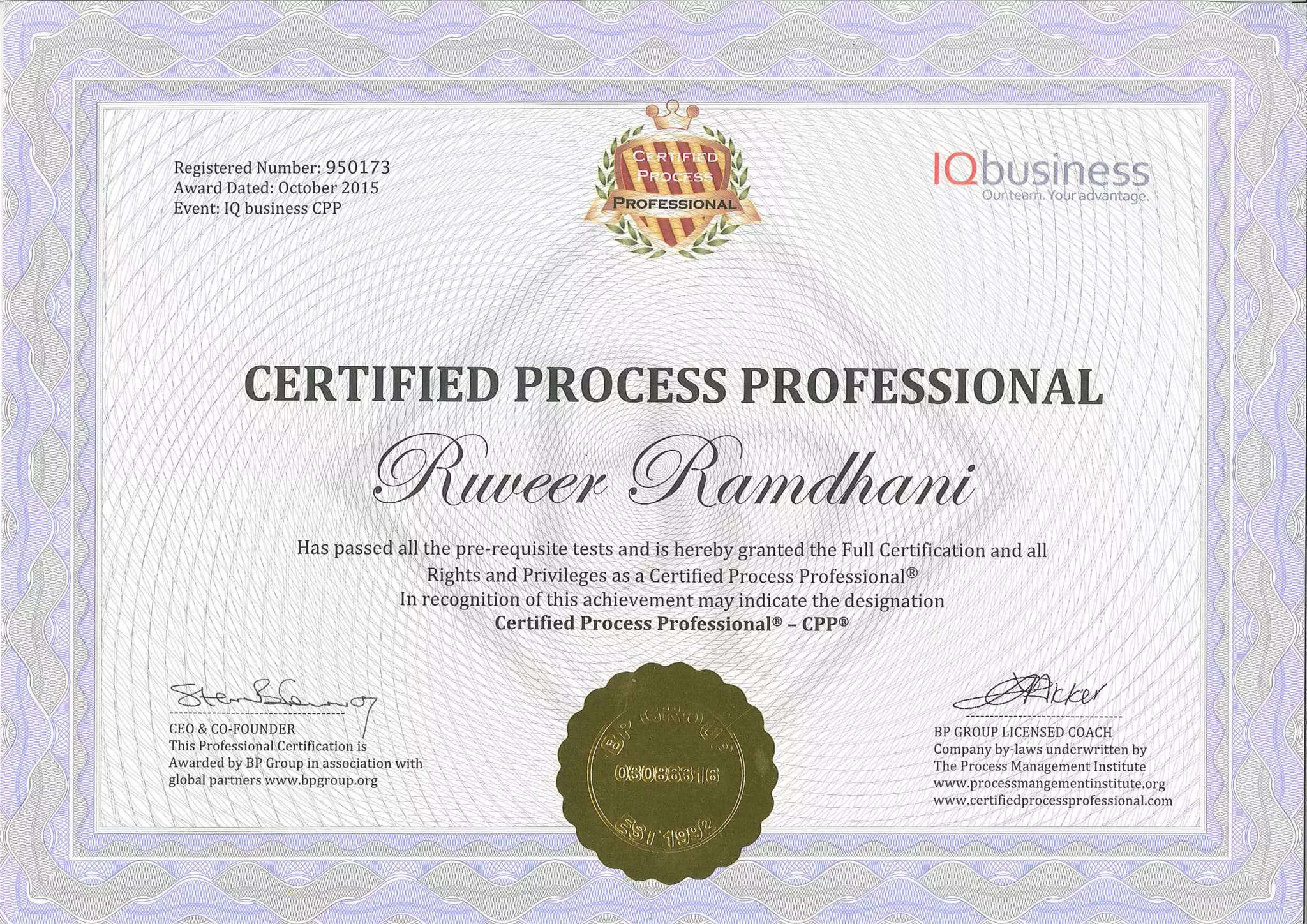 Certified Business Process Professional | PPT