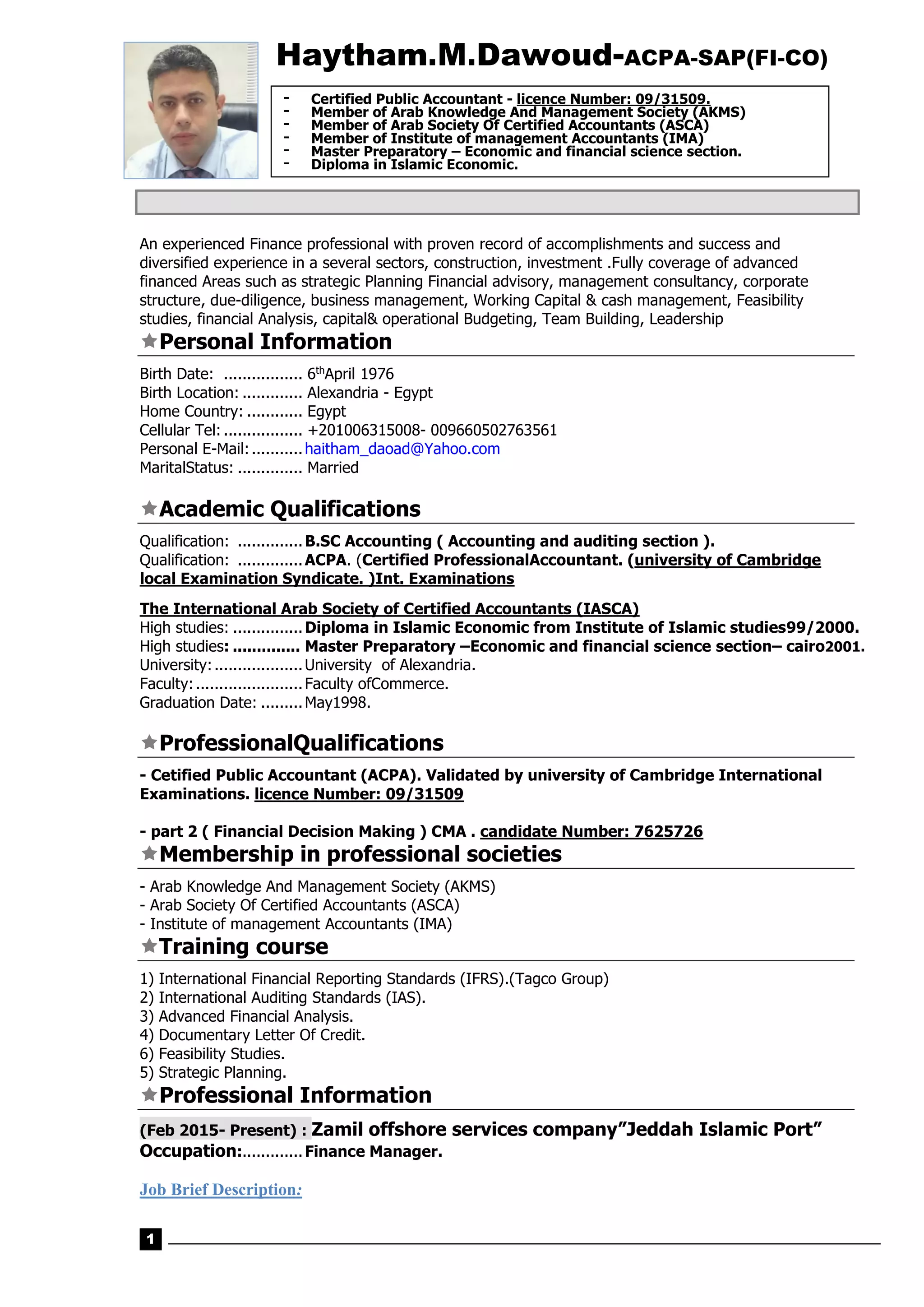 Haitham Dawoud Resume. | PDF