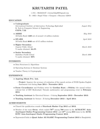Krutarth Patel Resume | PDF