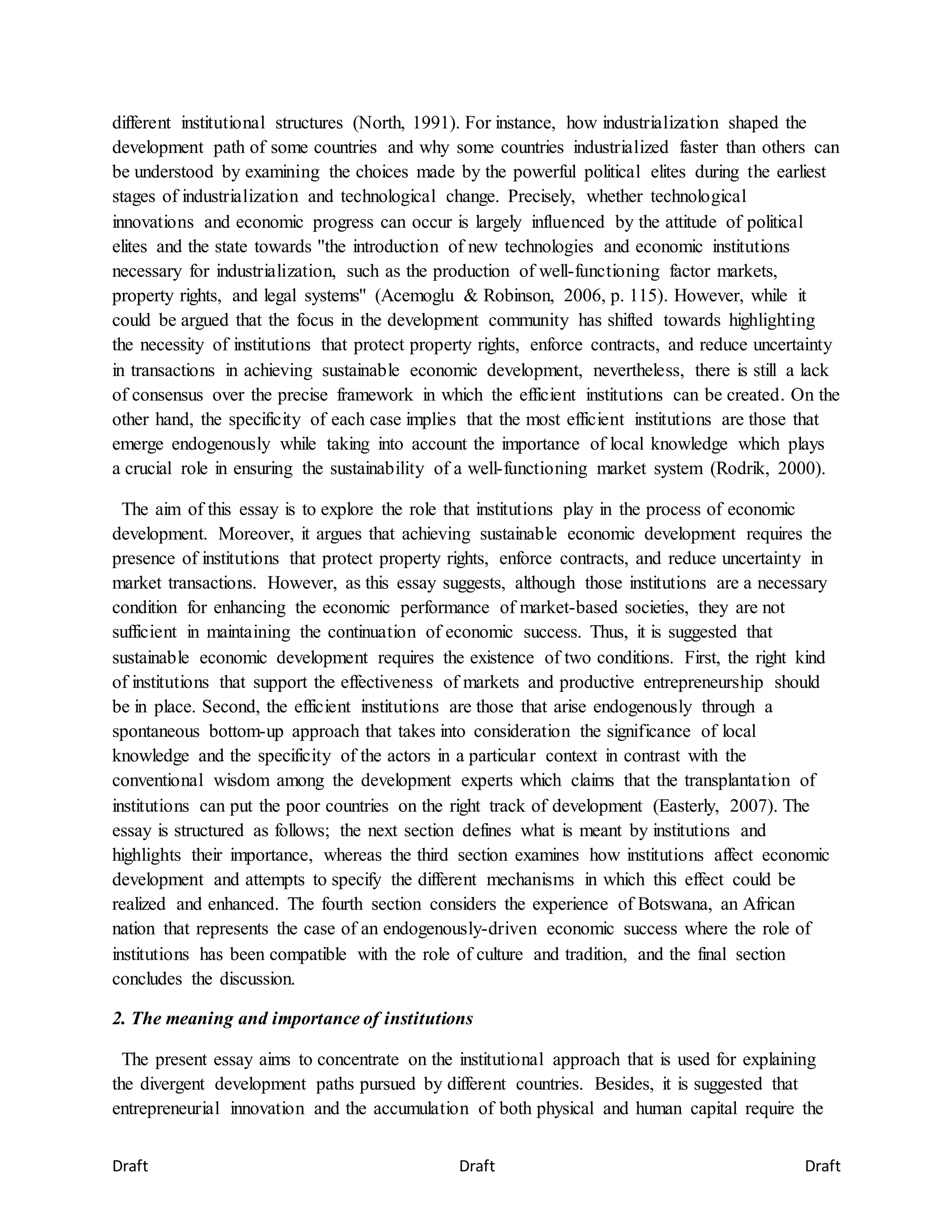 Institutions and economic development | DOCX
