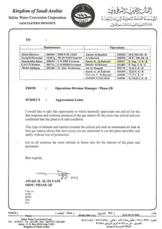 Letter Of Appreciation - Gas Station Crisis | PDF