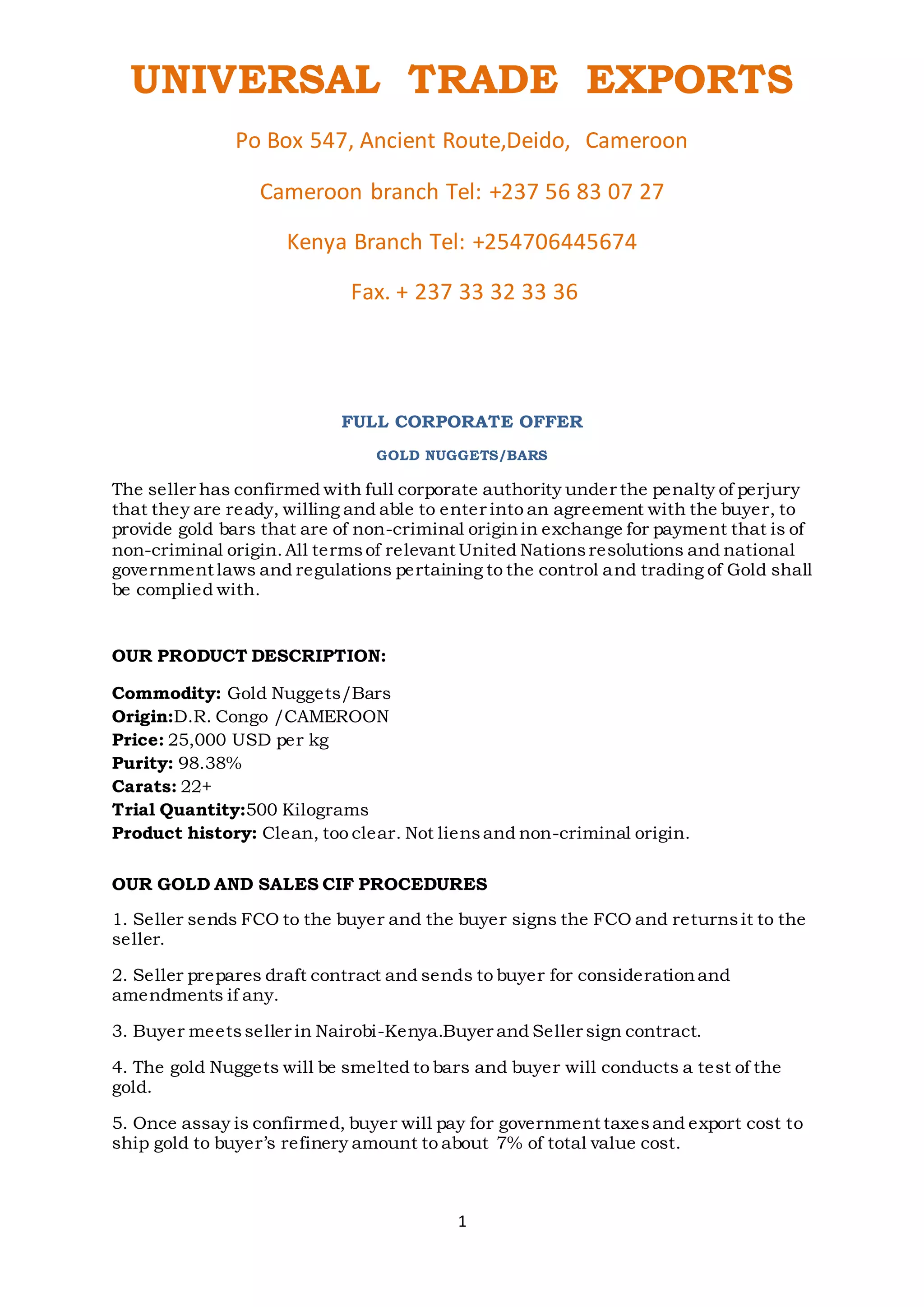 500kg FCO UNIVERSAL TRADE EXPORTS | DOCX