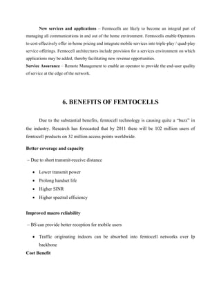 FEMTOCELL TECHNOLOGY Presentation | PDF