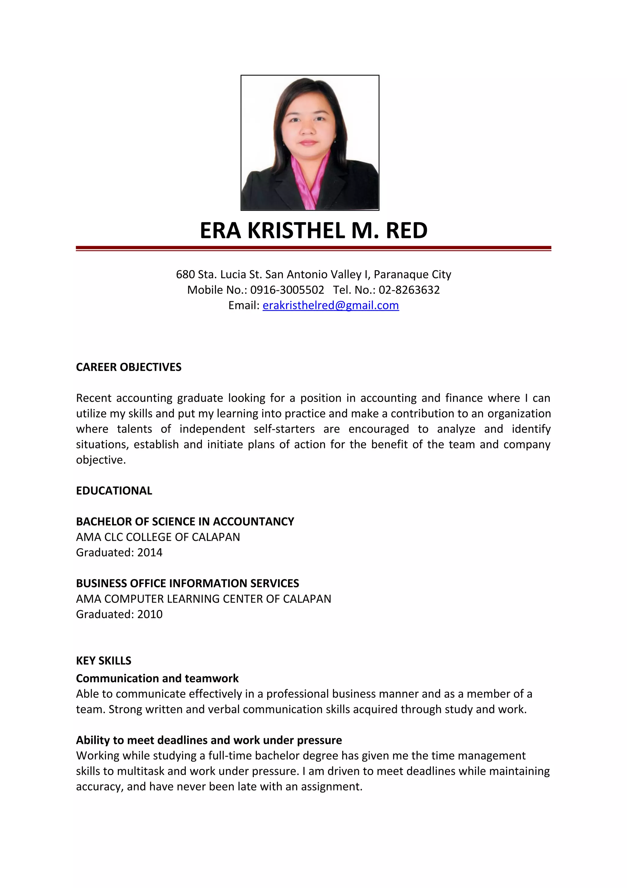Updated Era Kristhel Resume | DOC