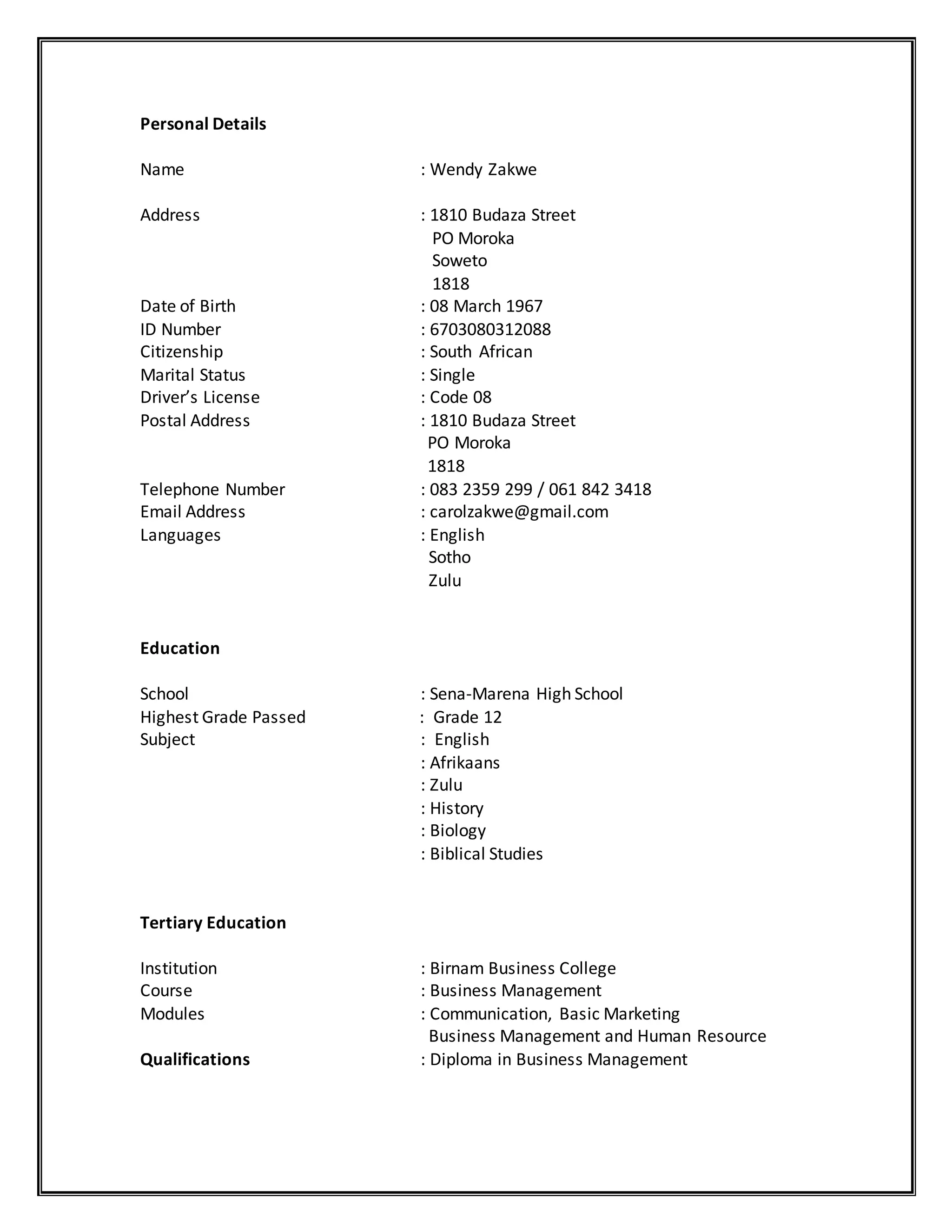 WENDY CV-1 | DOCX
