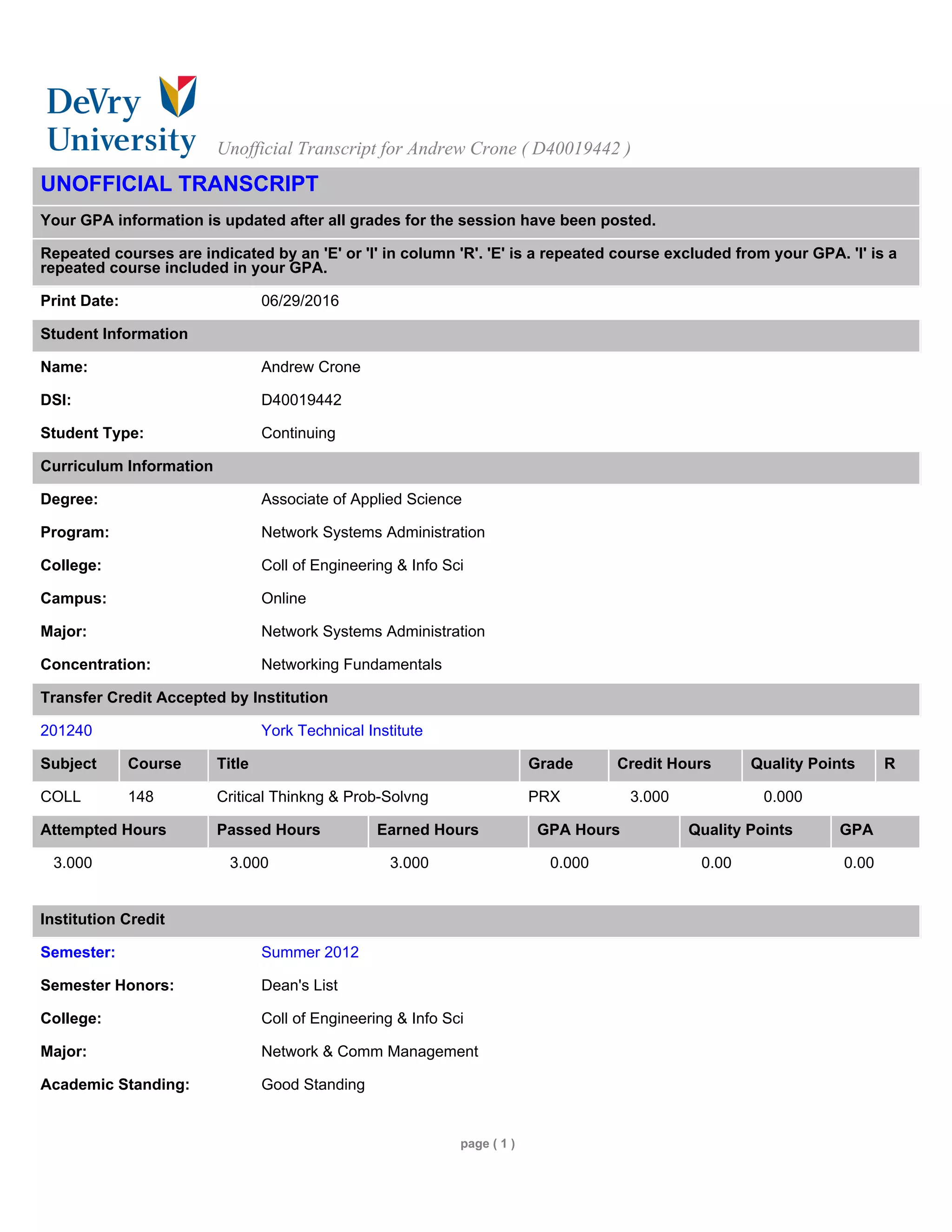 UnOfficial_Transcript | PDF