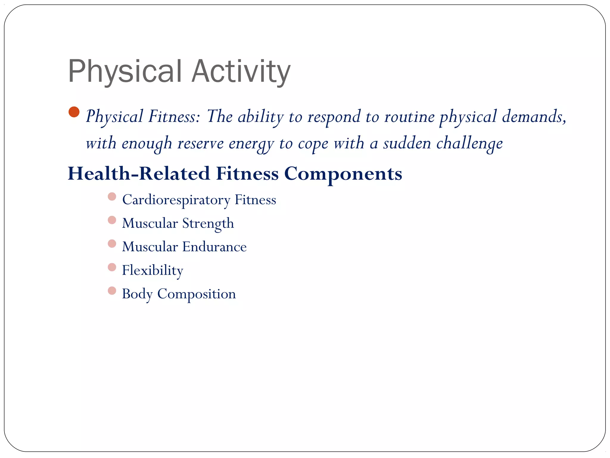 Physical activity, nutrition, and stress management | PPT