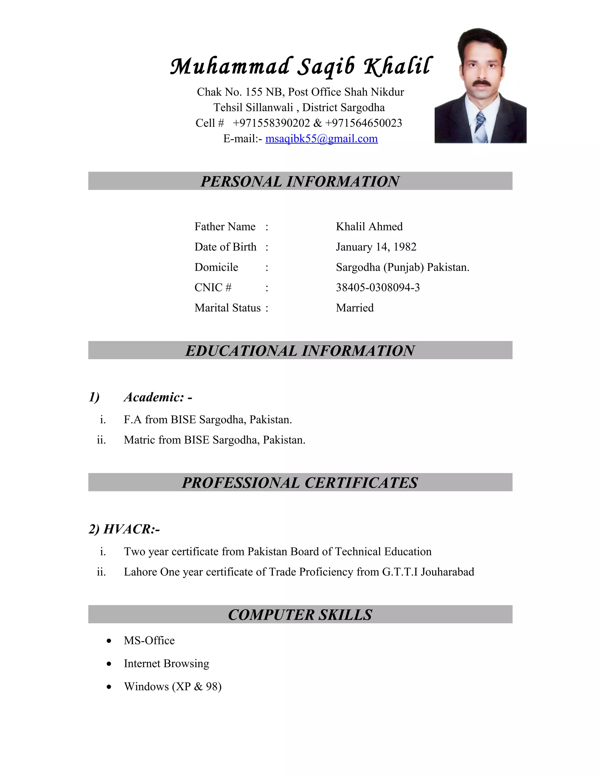 saqib cv chiller | DOC