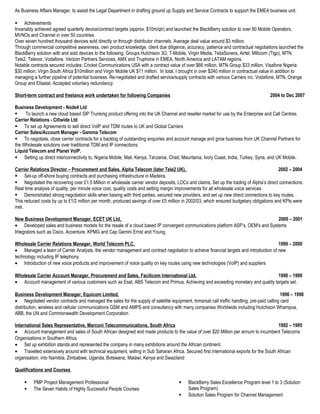 abridged CV 8-16 | DOC | Telecommunications Industry | Industries