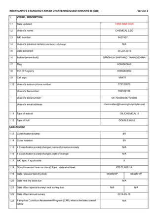 MDSSL HUBO QUESTIONNAIRE 88 CHEMICAL TANKER | DOCX