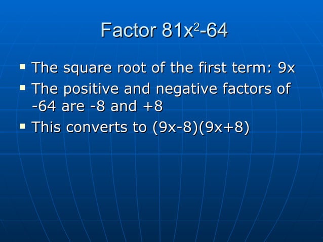 9 6 Factoring Special Polynomials | PPT