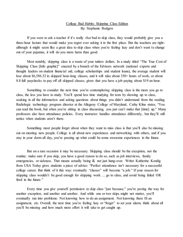 missing class BP | DOCX | College Planning | College Education