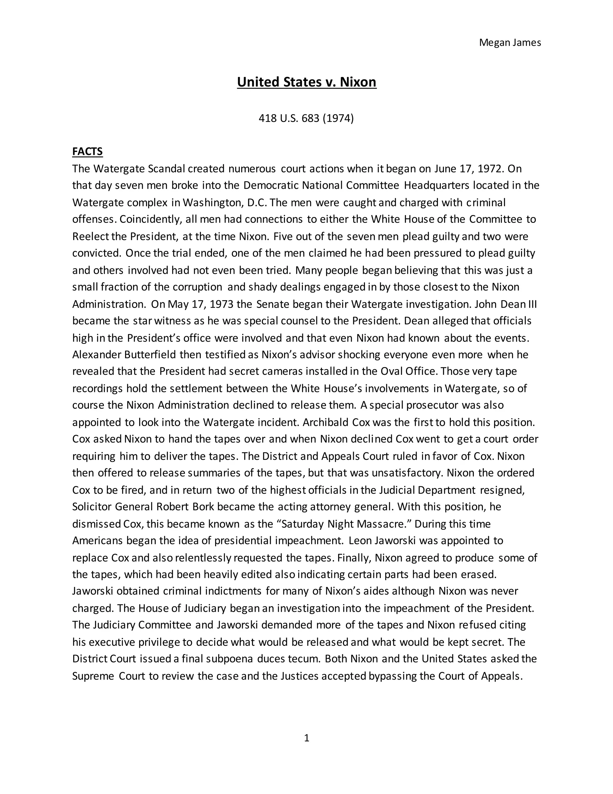 UNITED STATES V. NIXON | PDF