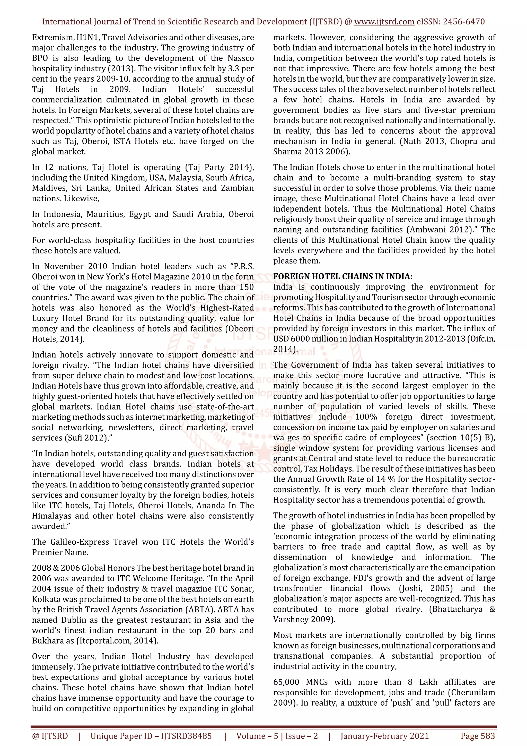 Indian Hotel Industry Past, Present and Future | PDF