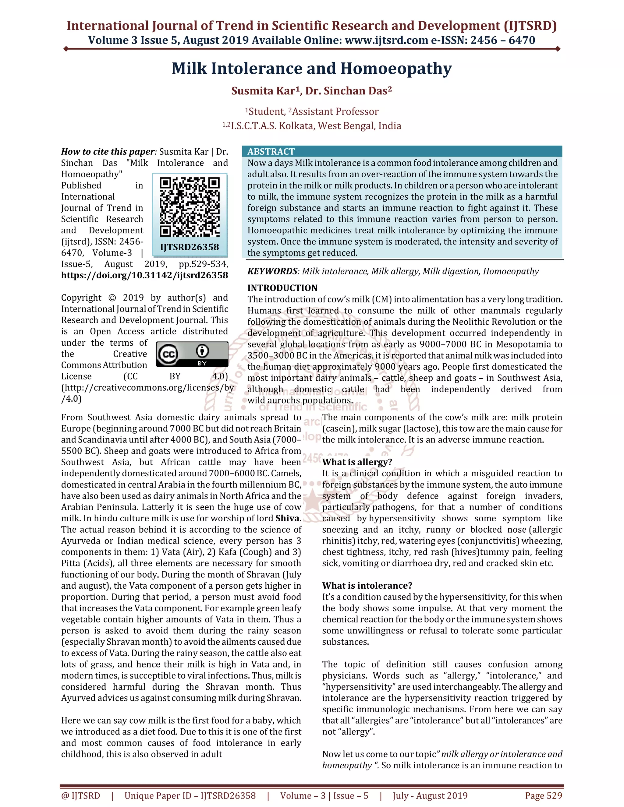 Milk Intolerance and Homoeopathy | PDF