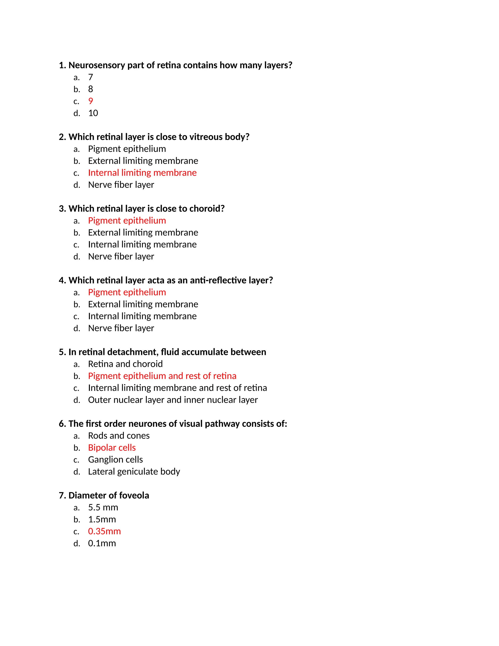 96 Multiple Choice Questions (MCQS) - Retina-Optic nerve and neuro ...