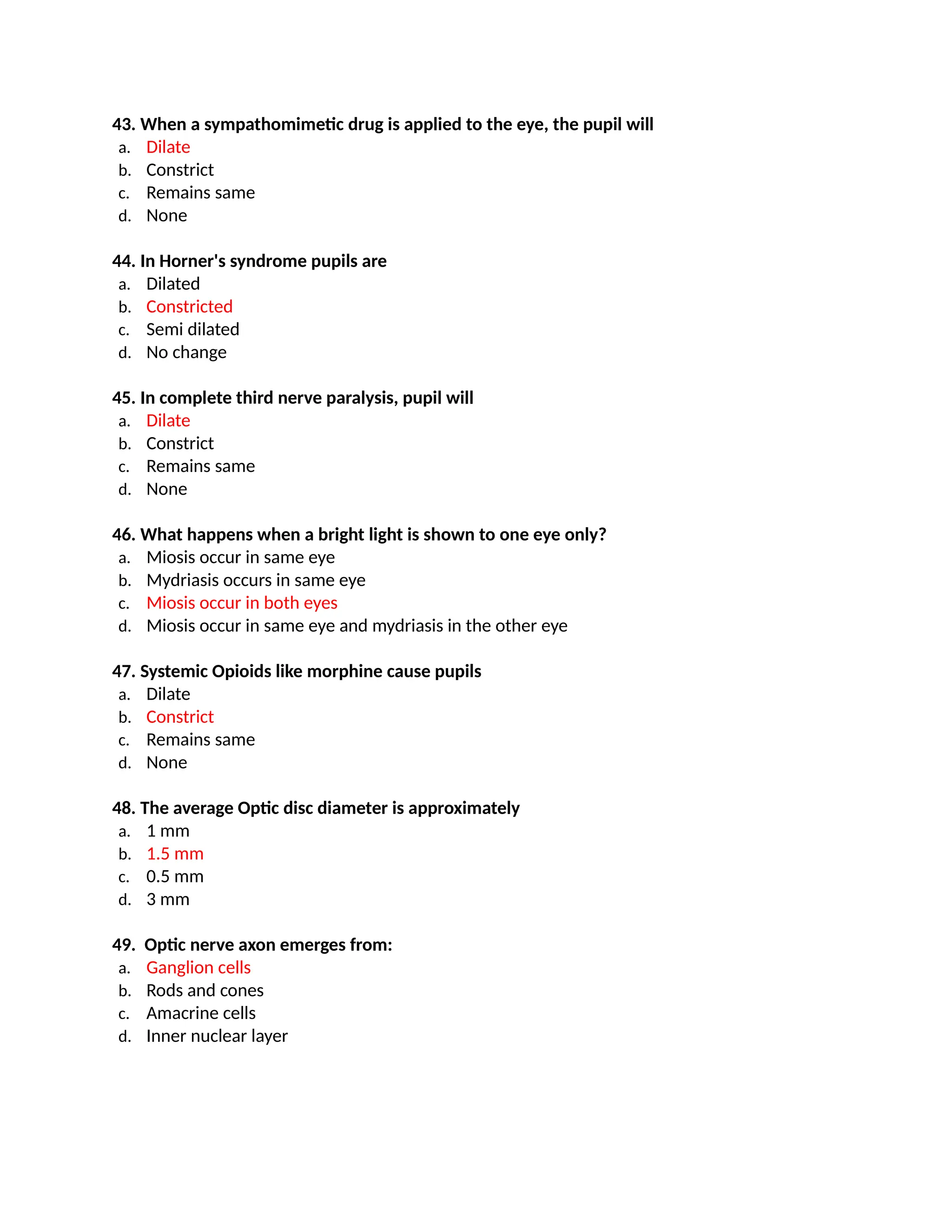 96 Multiple Choice Questions (MCQS) - Retina-Optic nerve and neuro ...