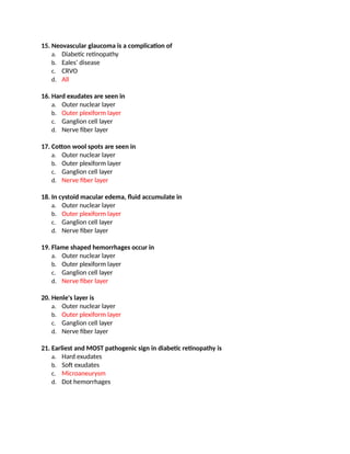 96 Multiple Choice Questions (MCQS) - Retina-Optic nerve and neuro ...
