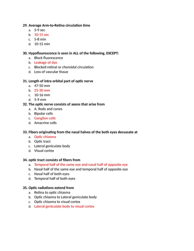 96 Multiple Choice Questions (MCQS) - Retina-Optic nerve and neuro ...