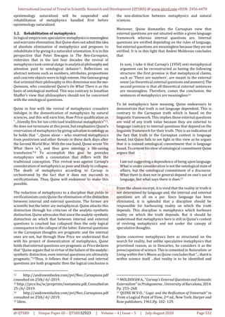 Quine and the Abortive Scientific Revival of Metaphysics | PDF