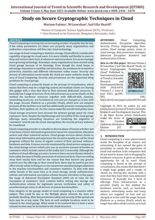 Study on Secure Cryptographic Techniques in Cloud | PDF