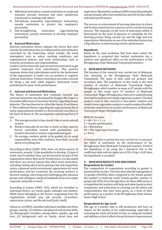 The Effect of Teacher Motivation on Teacher Performance | PDF