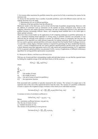Improving Returns from the Markowitz Model using GA- AnEmpirical Validation on the BSE | PDF