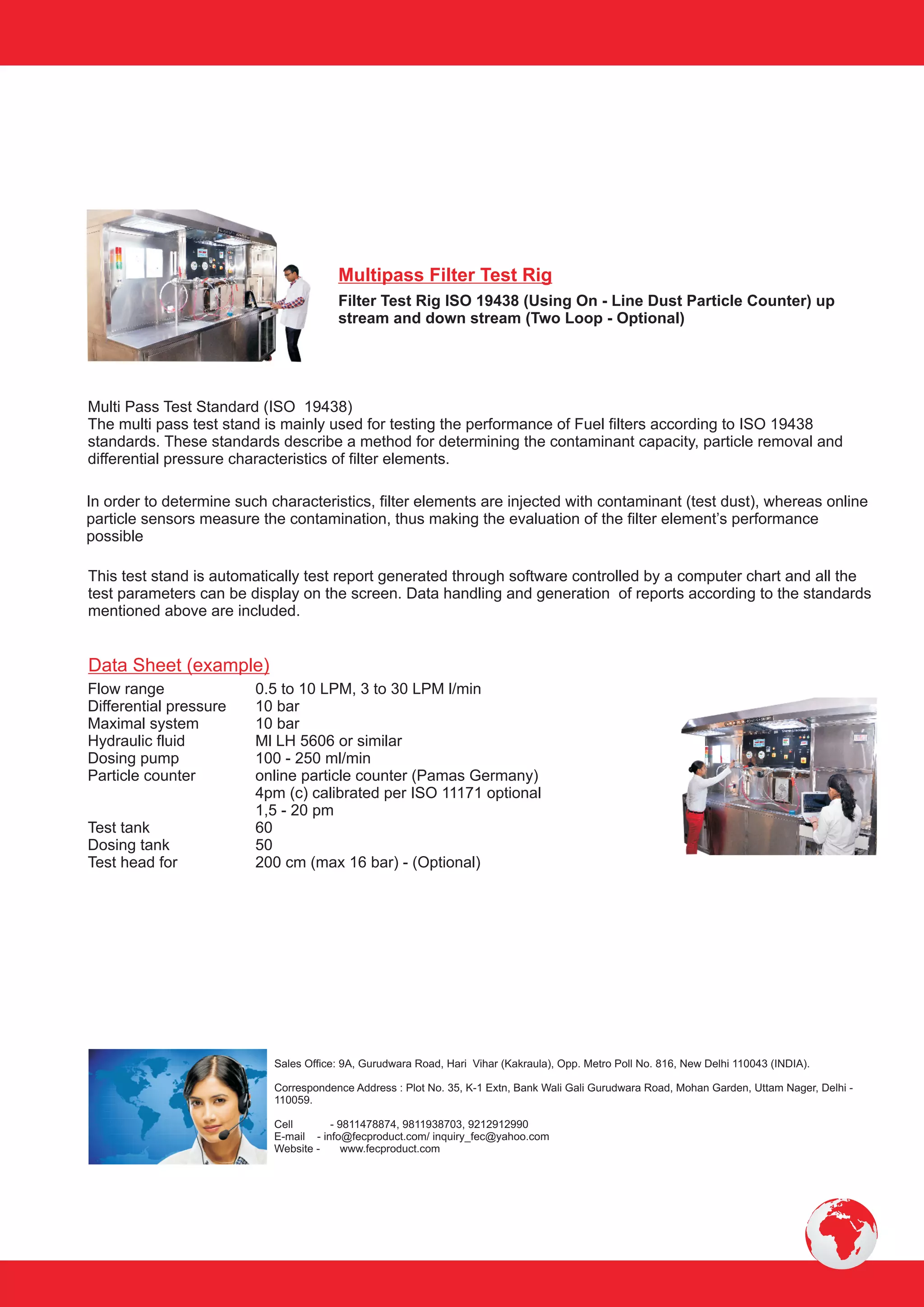 Testing/Manufacture/Multipass fuel filter test rig | PDF