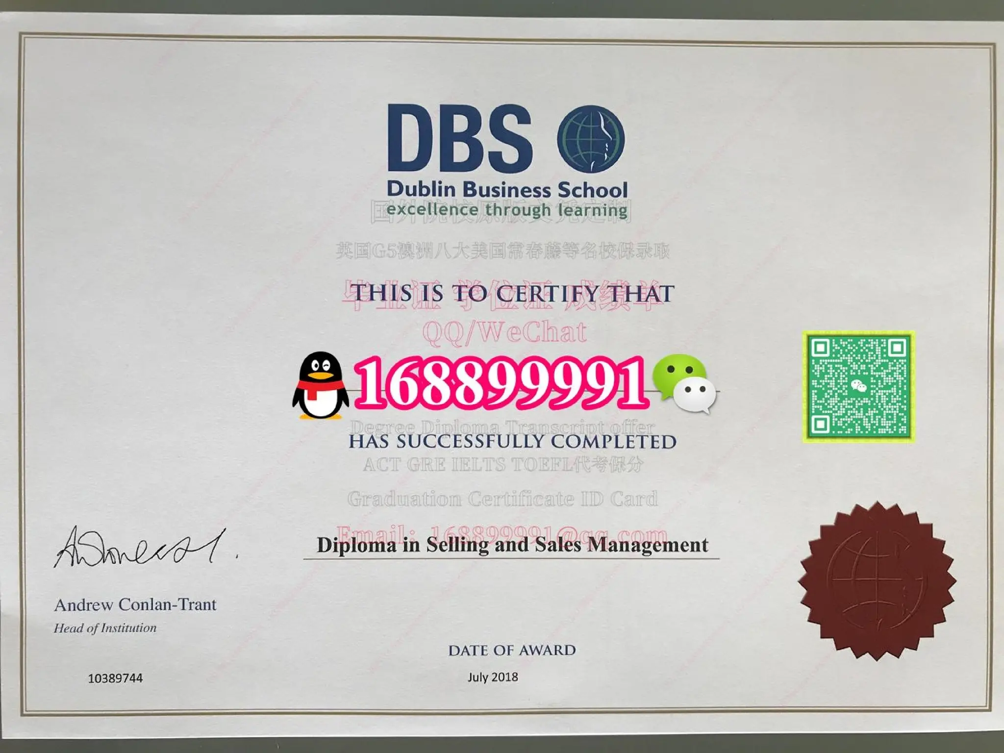 Dublin Business School Diploma Degree Transcript | PDF